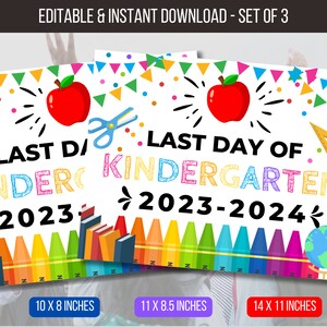 EDITABLE Last Day of Kindergarten, End of School Chalkboard Sign ...