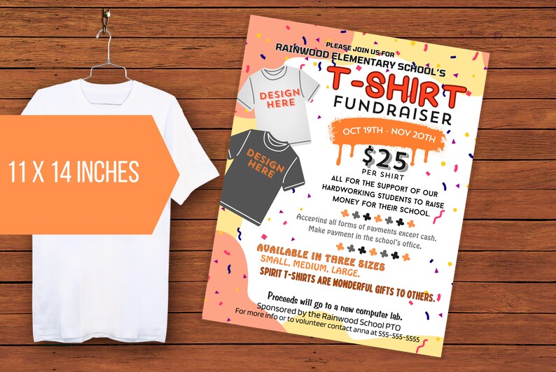 T-shirt Fundraiser Flyer Printable PTO PTA Sale Clothing - Etsy
