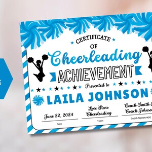 EDITABLE Cheerleader Certificate, Cheer Certificates Sports Award ...