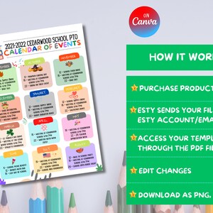 EDITABLE Monthly Event Calendar Flyer Template, Year at a Glance ...