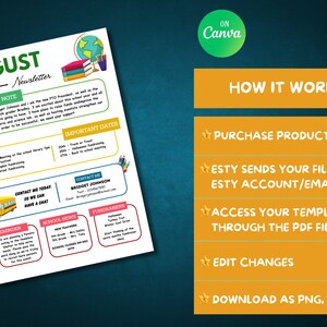 EDITABLE August Newsletter Template, Classroom Printable Handout Flyer ...