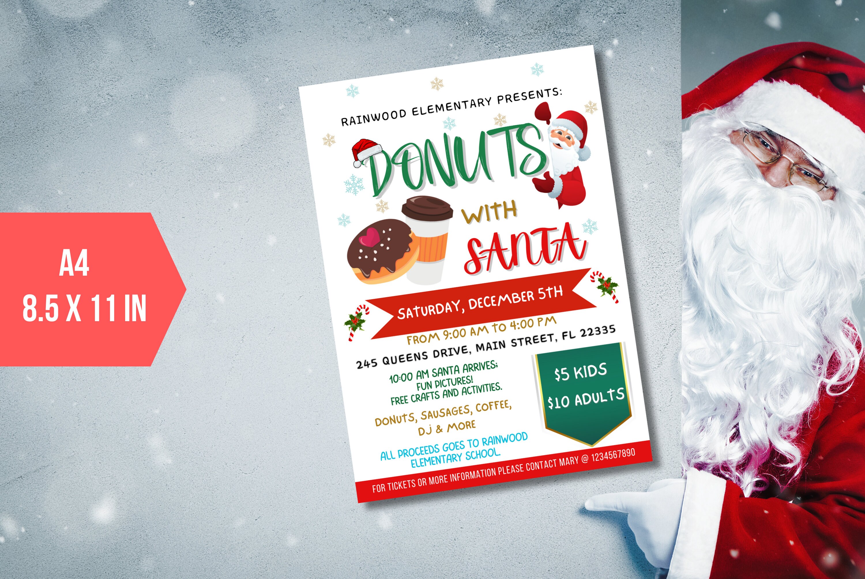 EDITABLE Donuts With Santa Flyer Printable Santa Donuts - Etsy