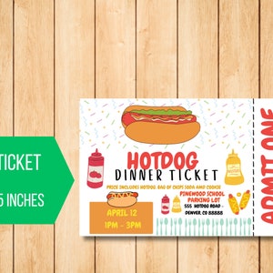 EDITABLE Hotdog Fundraiser Flyer With Ticket, Printable PTA, PTO ...
