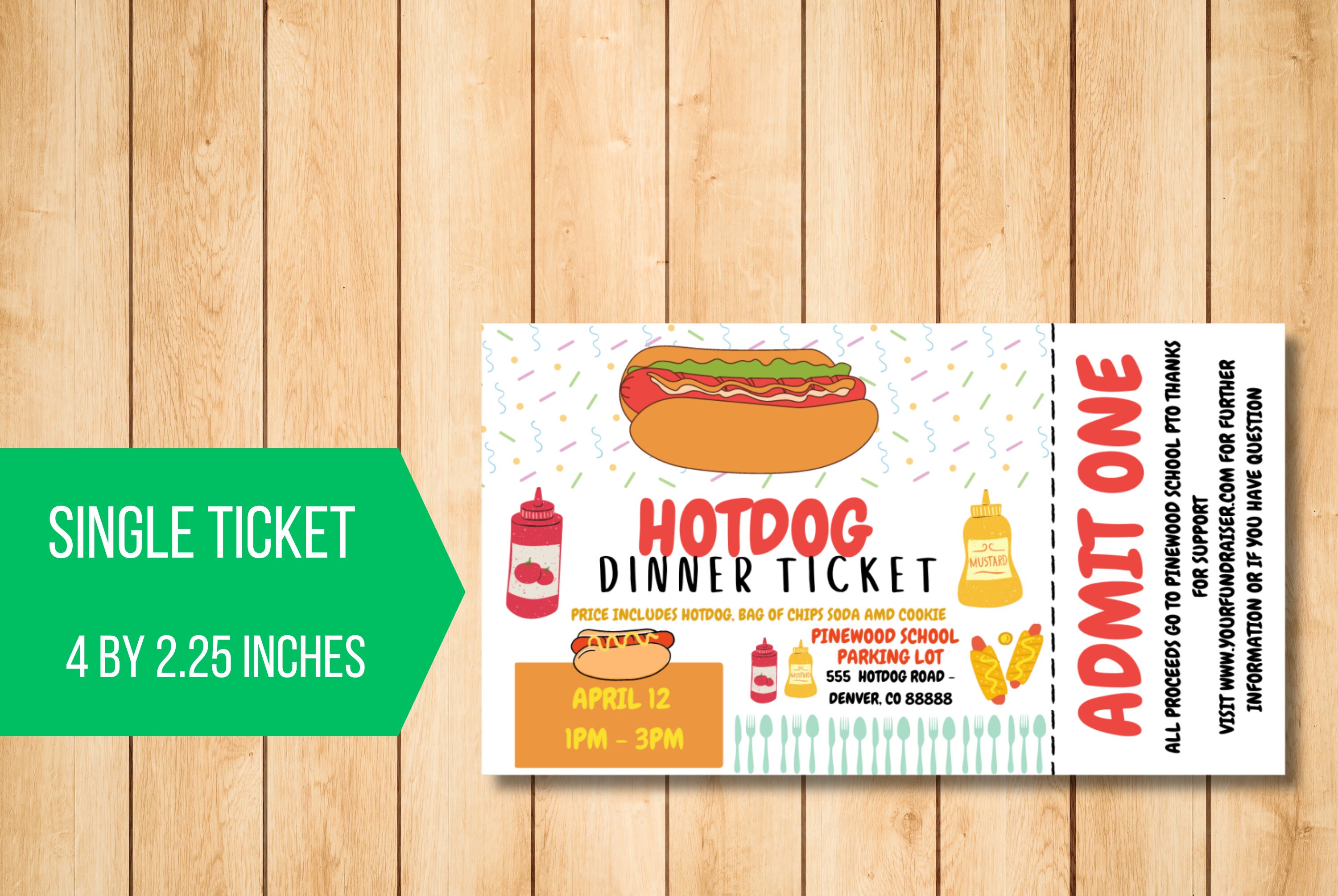 EDITABLE Hotdog Fundraiser Flyer With Ticket Printable PTA - Etsy