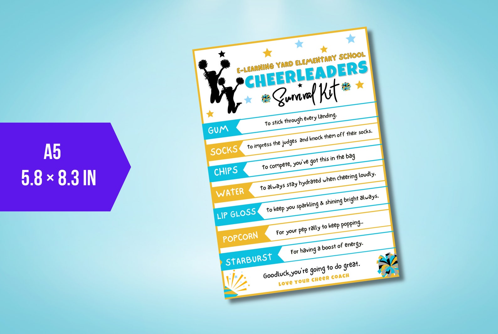 EDITABLE Cheerleader Survival Kit Template, Cheerleader Thank You Gift ...