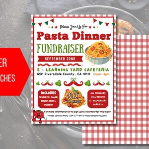 EDITABLE Pasta Dinner Fundraiser Flyer Pasta Dinner Invite, Benefit ...