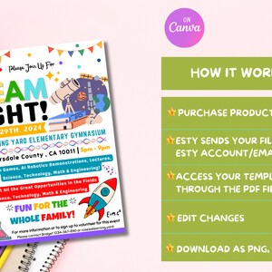EDITABLE Family Steam Night Flyer, School PTA PTO Flyer, Community ...
