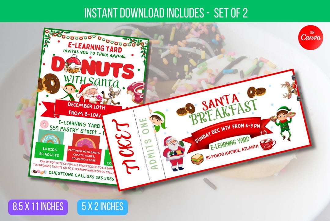 EDITABLE Donuts With Santa Flyer, Printable Santa Donuts Invitation ...