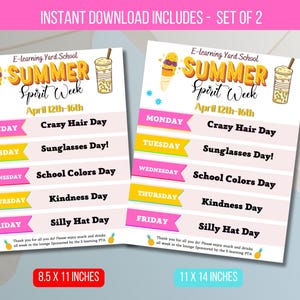 EDITABLE Summer Spirit Week Editable Itinerary Schedule | Printable ...