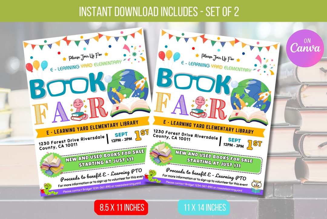 EDITABLE Book Fair Flyer Printable School Fundraiser Invitation ...