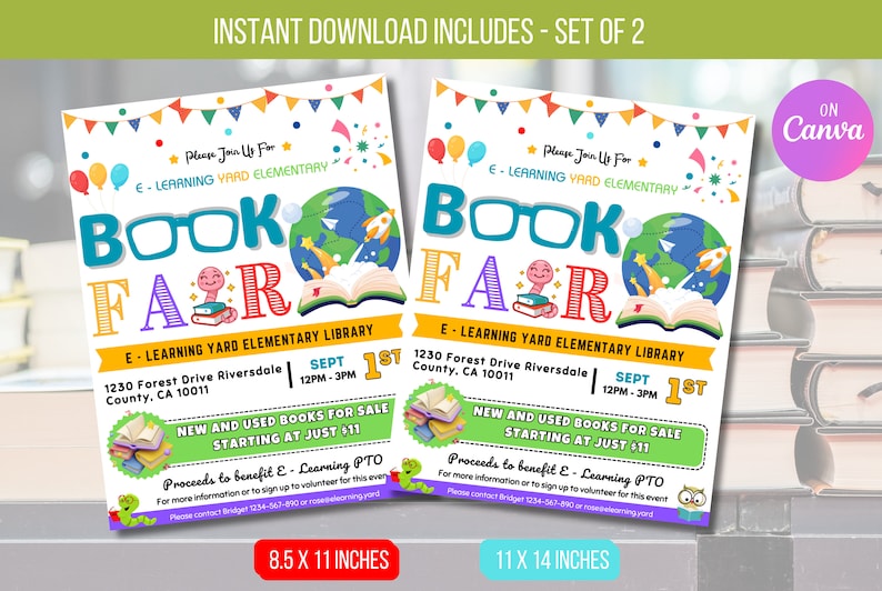 EDITABLE Book Fair Flyer Printable School Fundraiser Invitation ...