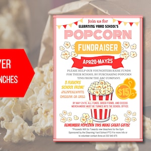 EDITABLE Popcorn Fundraiser Flyer Template, Non Profit Event Poster ...