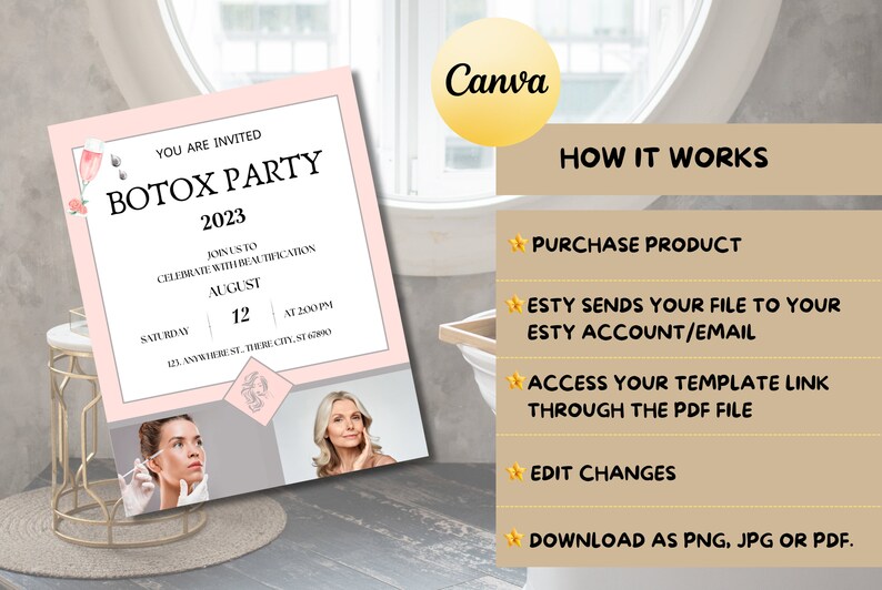 EDITABLE Botox Party Flyer Botox Party Invitation Botox - Etsy