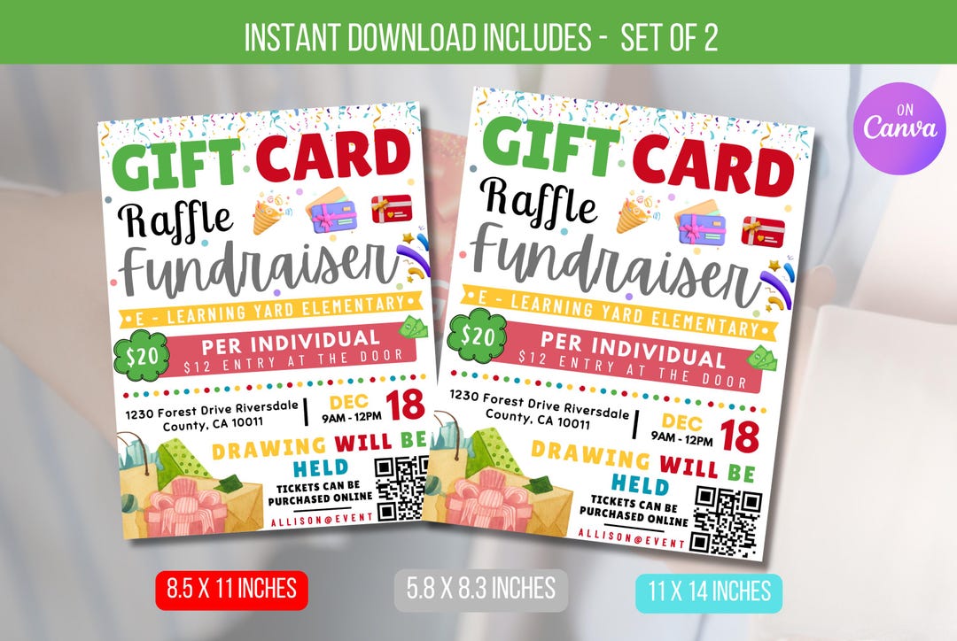 EDITABLE Gift Card Raffle Fundraiser Flyer, Raffle Fundraiser, Cash ...