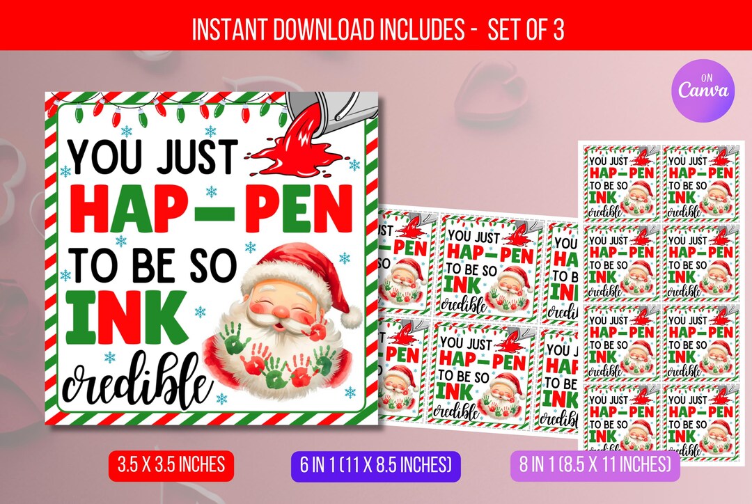 EDITABLE You Just Hap-pen to Be Very Ink-redible Gift Tag, PTO Thank ...
