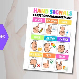 EDITABLE Hand Signal Classroom Management Poster, Composition Notebook ...