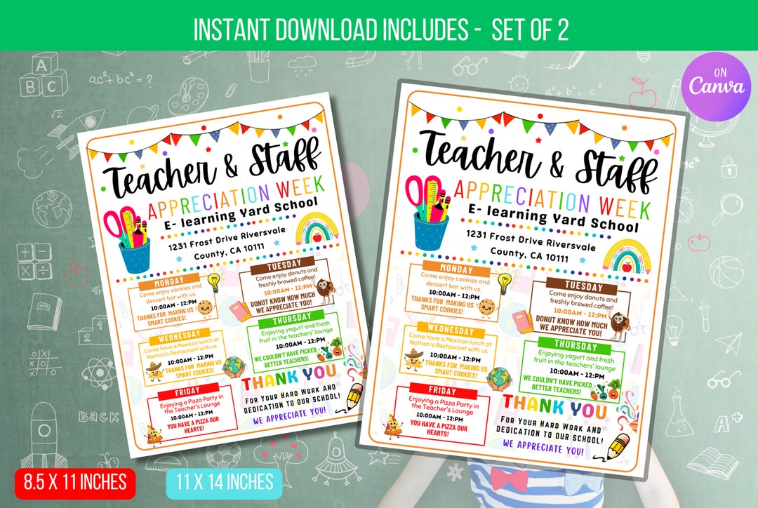 EDITABLE Teacher and Staff Appreciation Invitation, Editable School ...