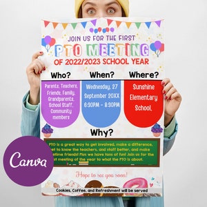 Printable/editable PTO PTA Meeting Flyer, School PTO Meeting Flyer ...