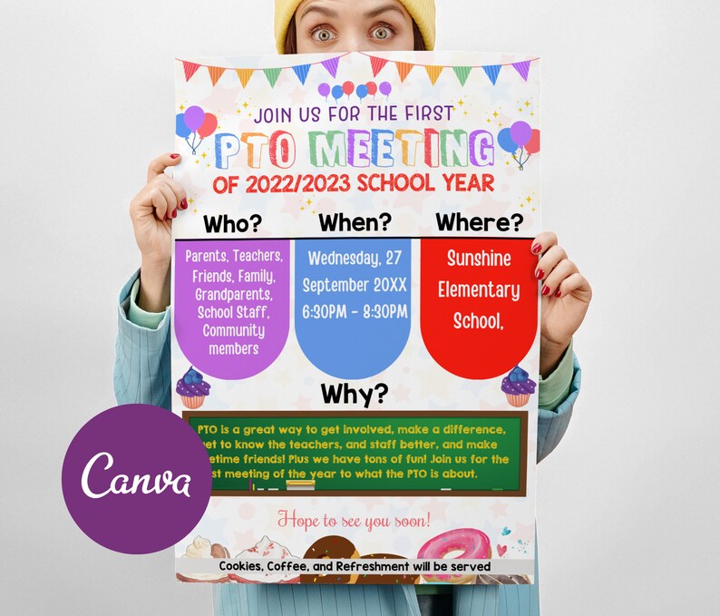 Printable/editable PTO PTA Meeting Flyer, School PTO Meeting Flyer ...