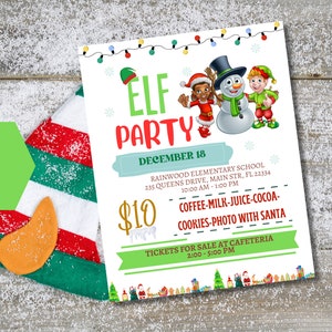 EDITABLE Elf Party Invite Flyer, Printable Party Invitation, Kid ...