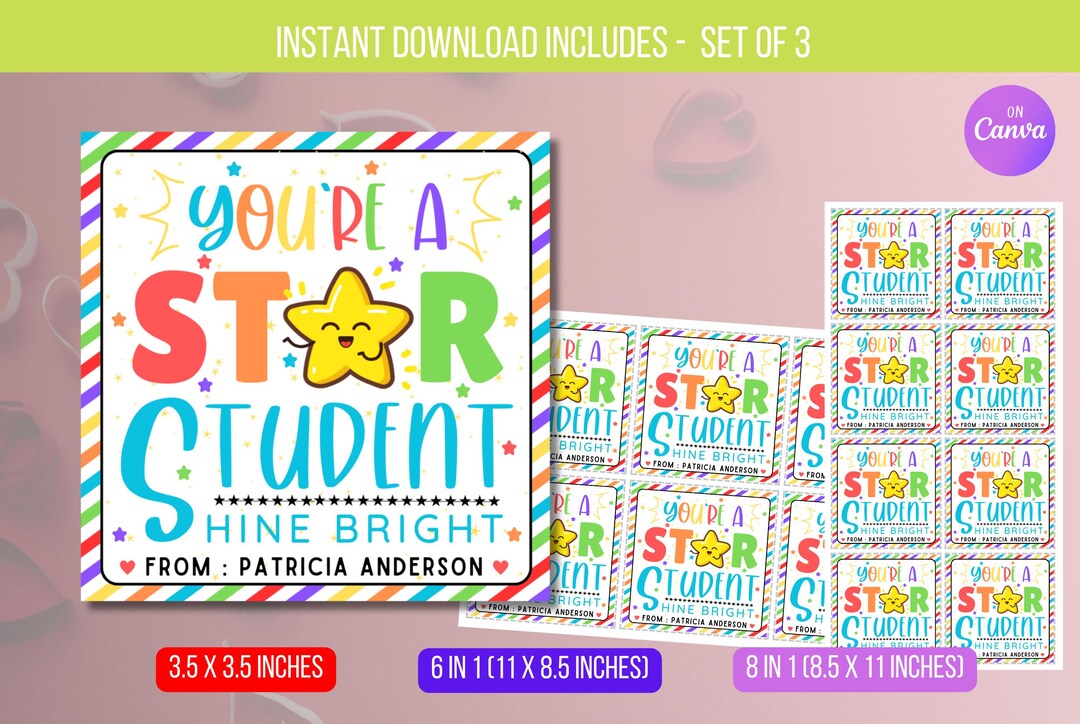 EDITABLE You're A Star Student Gift Tag, Star Student Tag, Shine Bright ...