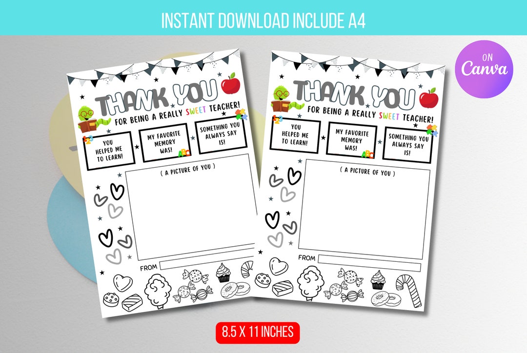 EDITABLE Classroom Teacher Survey Sheet, Teacher Thank You Page Teacher ...