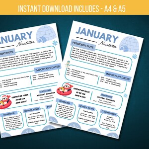 EDITABLE January Newsletter Template Classroom Printable - Etsy