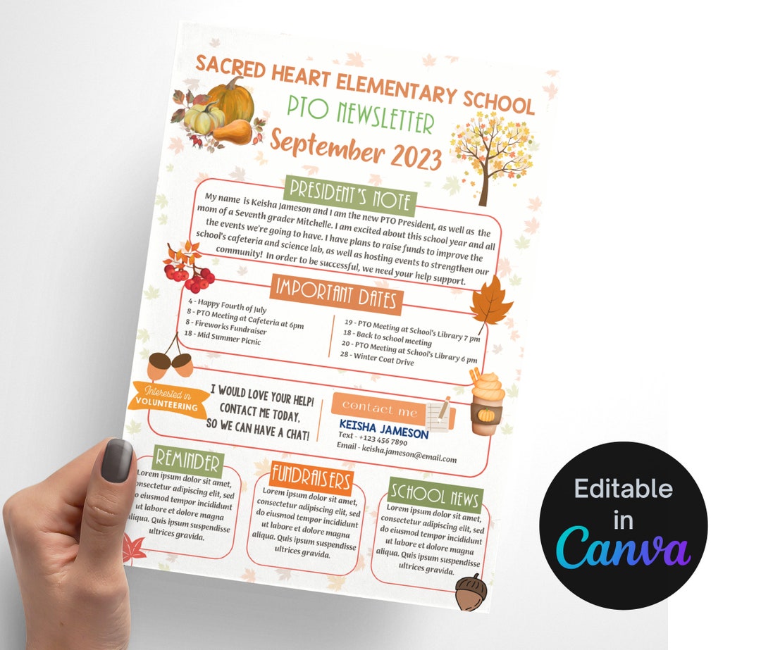 EDITABLE September PTO Newsletter Flyer, School Event, Why Volunteer ...
