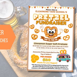 EDITABLE Pretzel Fundraiser Flyer, Cinnamon Sugar Soft Pretzel School ...