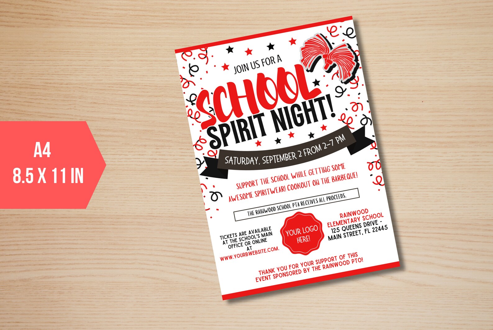 Editable School Spirit Flyer, School Spirit Night Party, Spirt Night ...