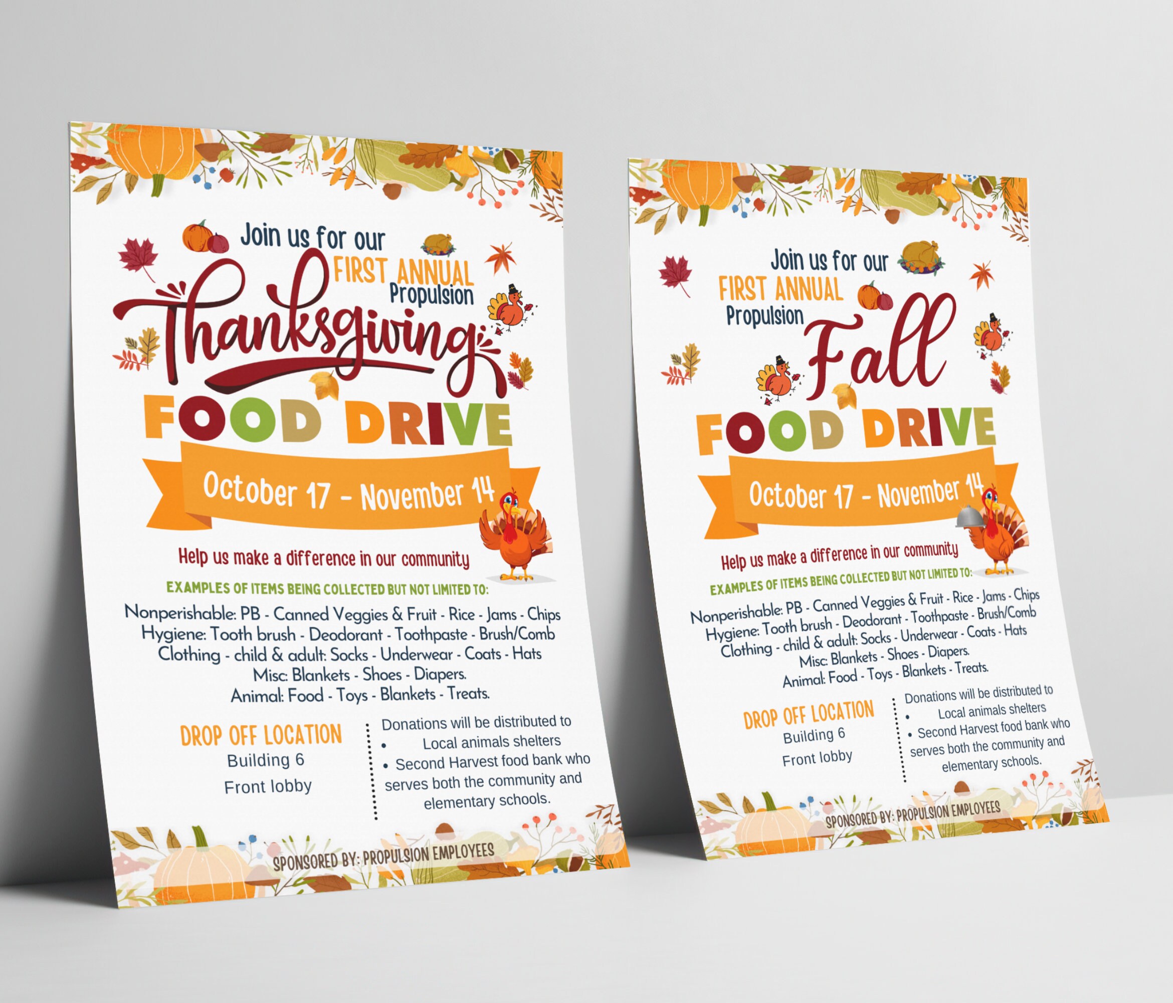 EDITABLE/PRINTABLE Thanksgiving Food Drive Flyer, Fall Food Drive Flyer ...