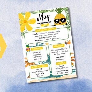 EDITABLE May Newsletter Template, Classroom Printable Handout Flyer ...