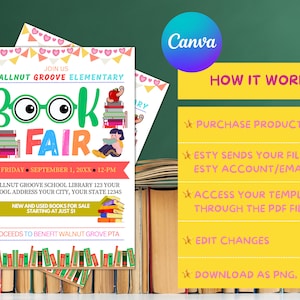 EDITABLE Book Fair Flyer Printable School Fundraiser Invitation ...