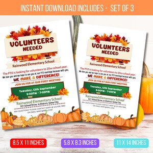 EDITABLE PTO PTA Volunteers Needed Flyer, School Year Event Volunteer ...