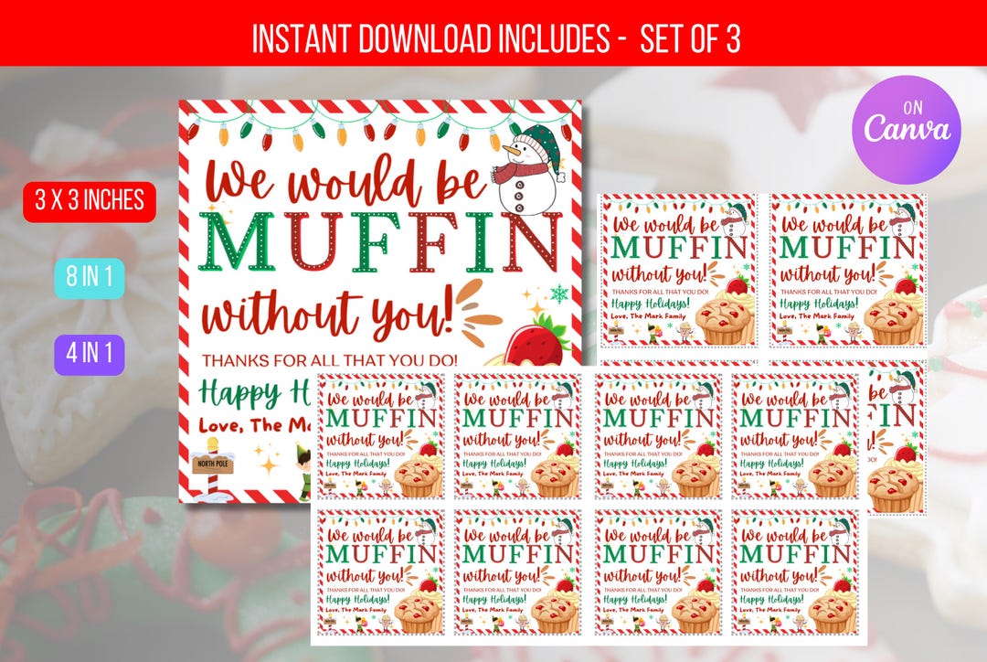 EDITABLE Appreciation Gift Tag, Muffin Without You Teacher Appreciation ...