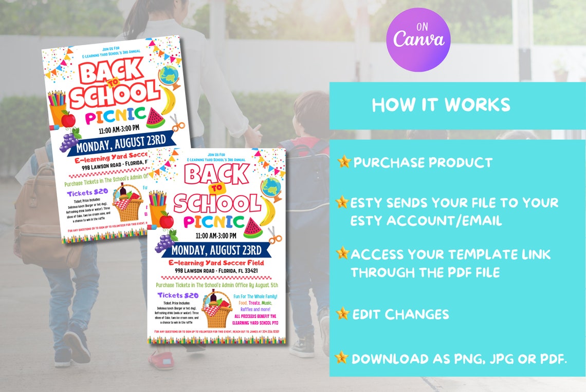 EDITABLE Back to School Picnic Invite, School Picnic Party Invite, End ...