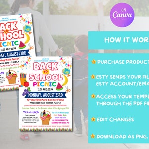 EDITABLE Back to School Picnic Invite, School Picnic Party Invite, End ...