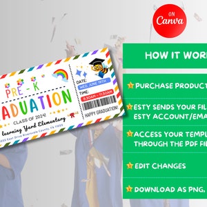 EDITABLE Pre School Graduation Ticket, Kindergarten Graduation, School ...