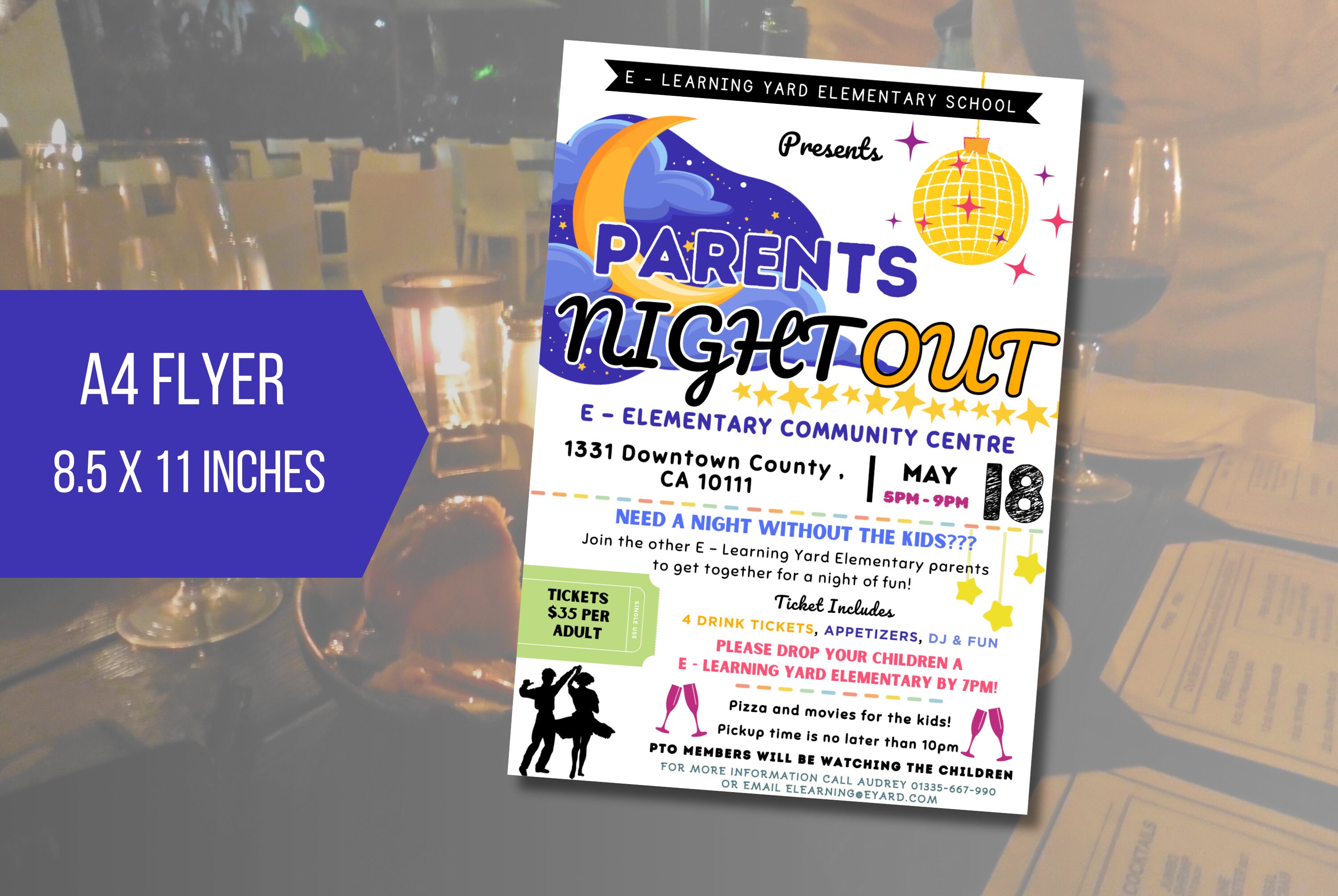 EDITABLE Parent Night Out Flyer, Date Night Fundraiser Invite, Parent ...