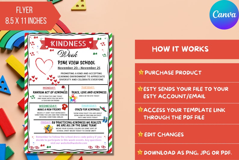 Kindness Week Itinerary Flyer Diversity Inclusion Printable - Etsy