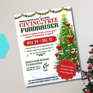 EDITABLE Giving Tree Fundraiser Flyer, School Church Fundraiser Invite ...