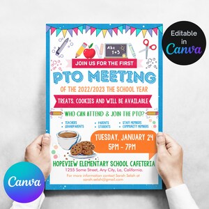 Editable/printable PTO PTA Meeting Handout Flyer, School Fundraiser ...