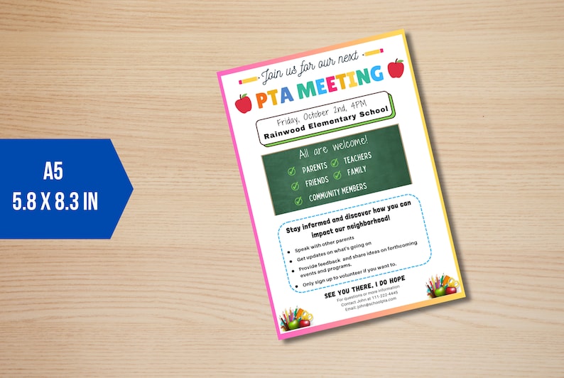 EDITABLE PTA Meeting Handout Flyer School Information Meeting - Etsy
