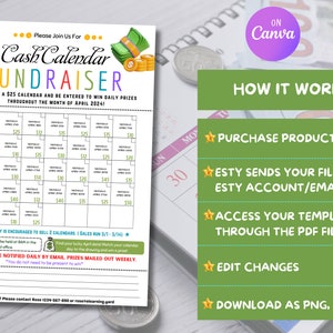 EDITABLE Cash Calendar Fundraiser Flyer Template, School Non-profit ...