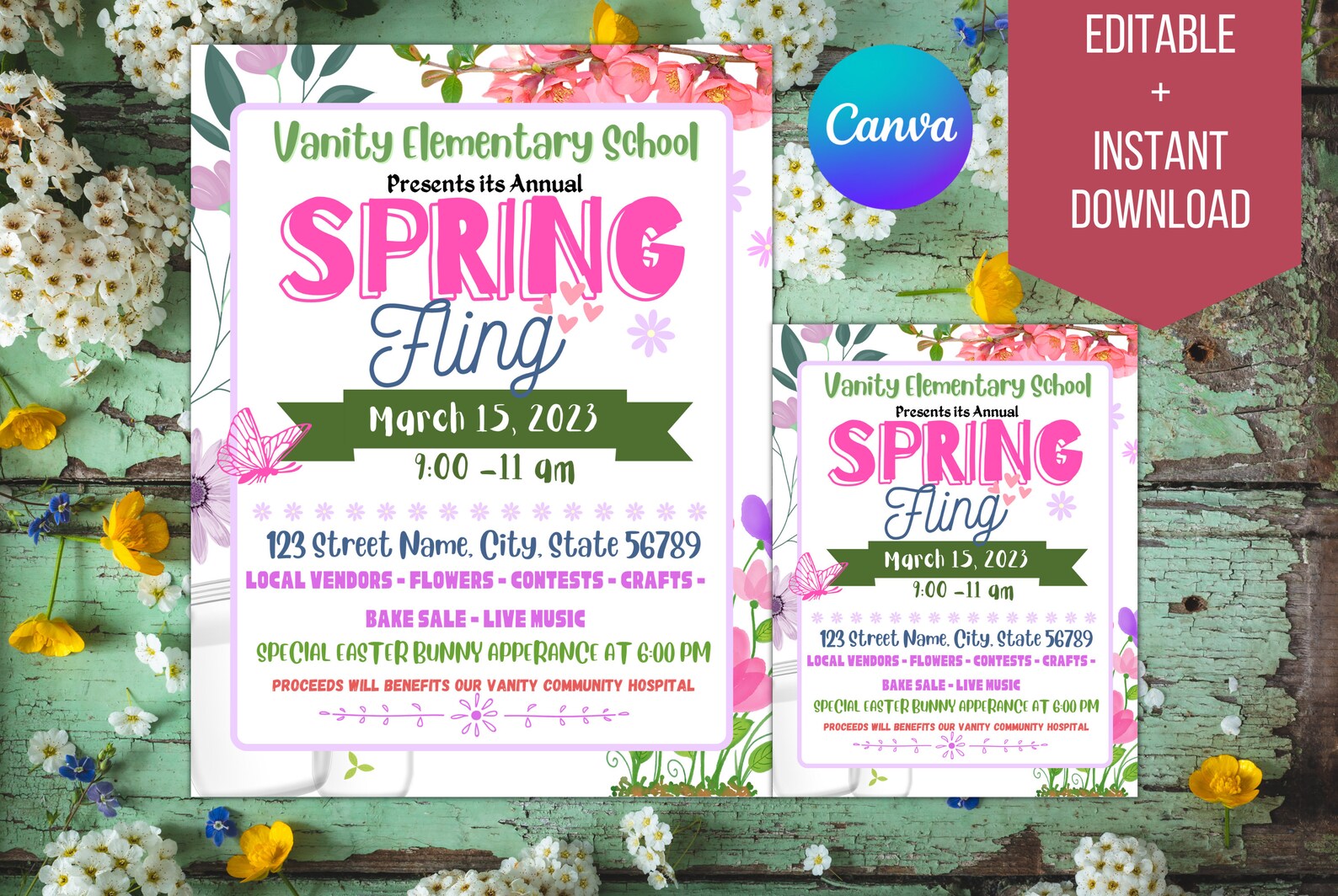 Spring Market Flyer EDITABLE Poster for Bazaar Easter - Etsy