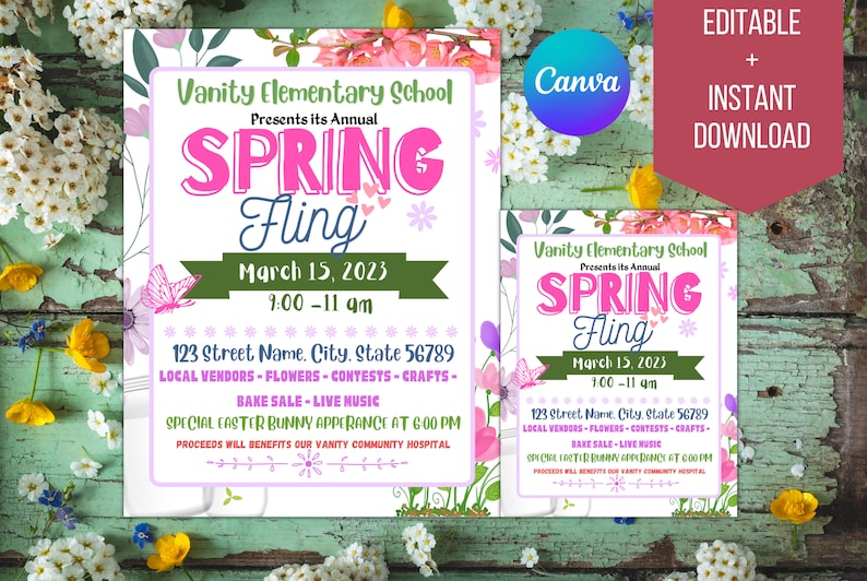 Spring Market Flyer EDITABLE Poster for Bazaar Easter - Etsy