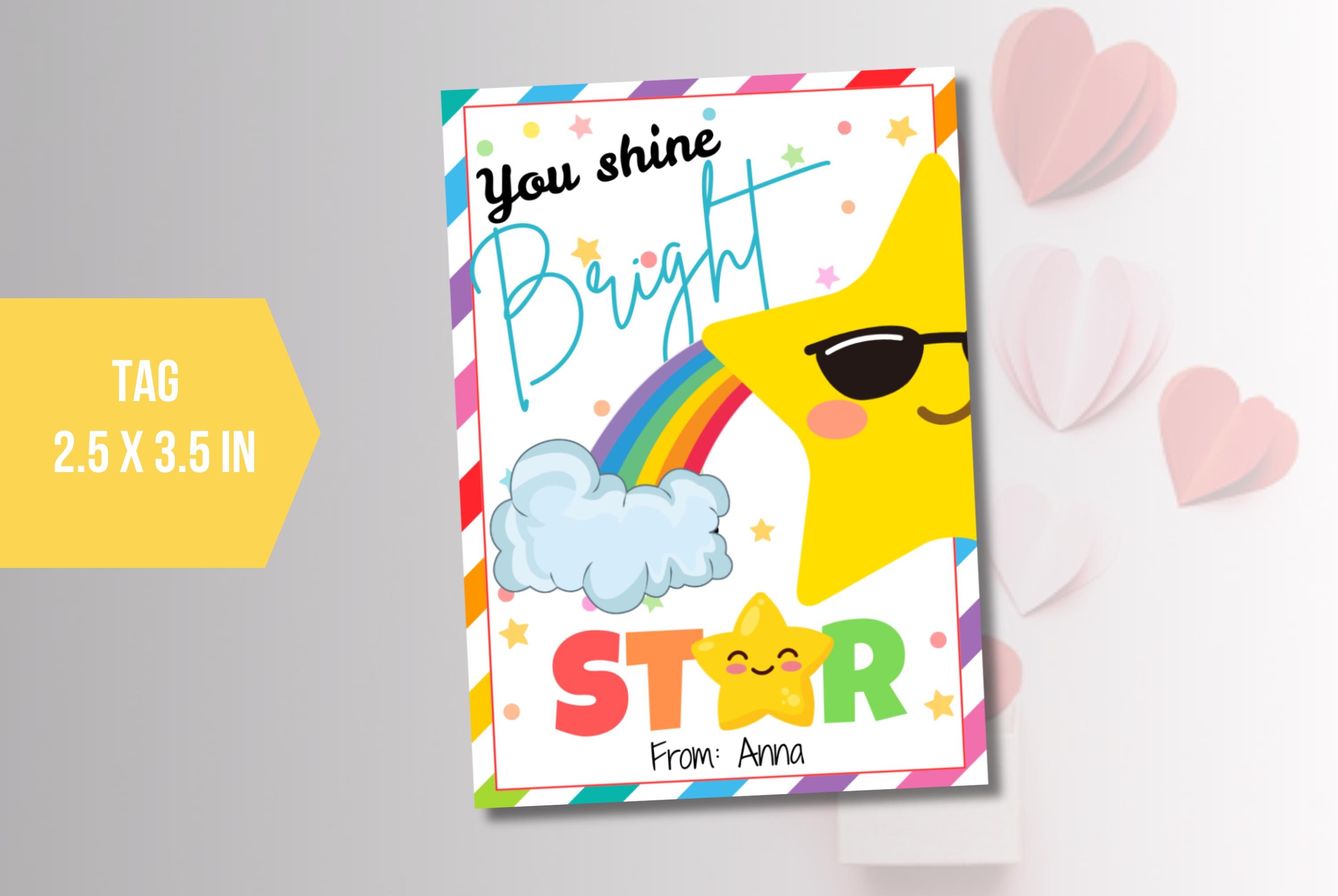 EDITABLE You Shine Bright Like a Star Gift Tags, School Printable Tags ...