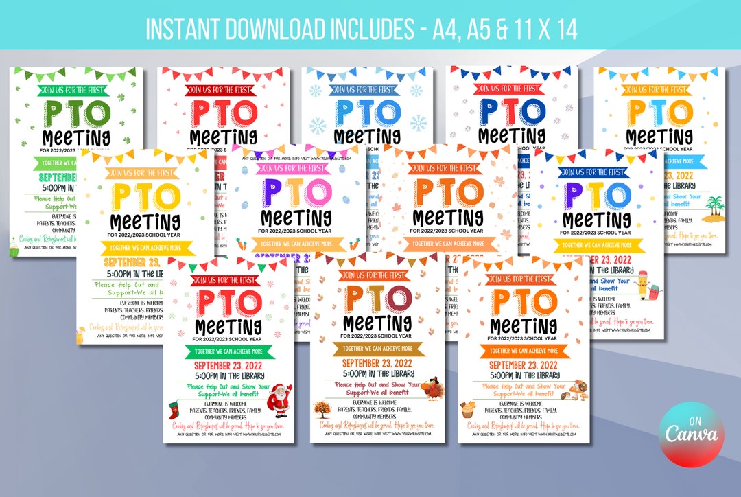 EDITABLE PTA Meeting Season Package Flyer, School Information Meeting ...