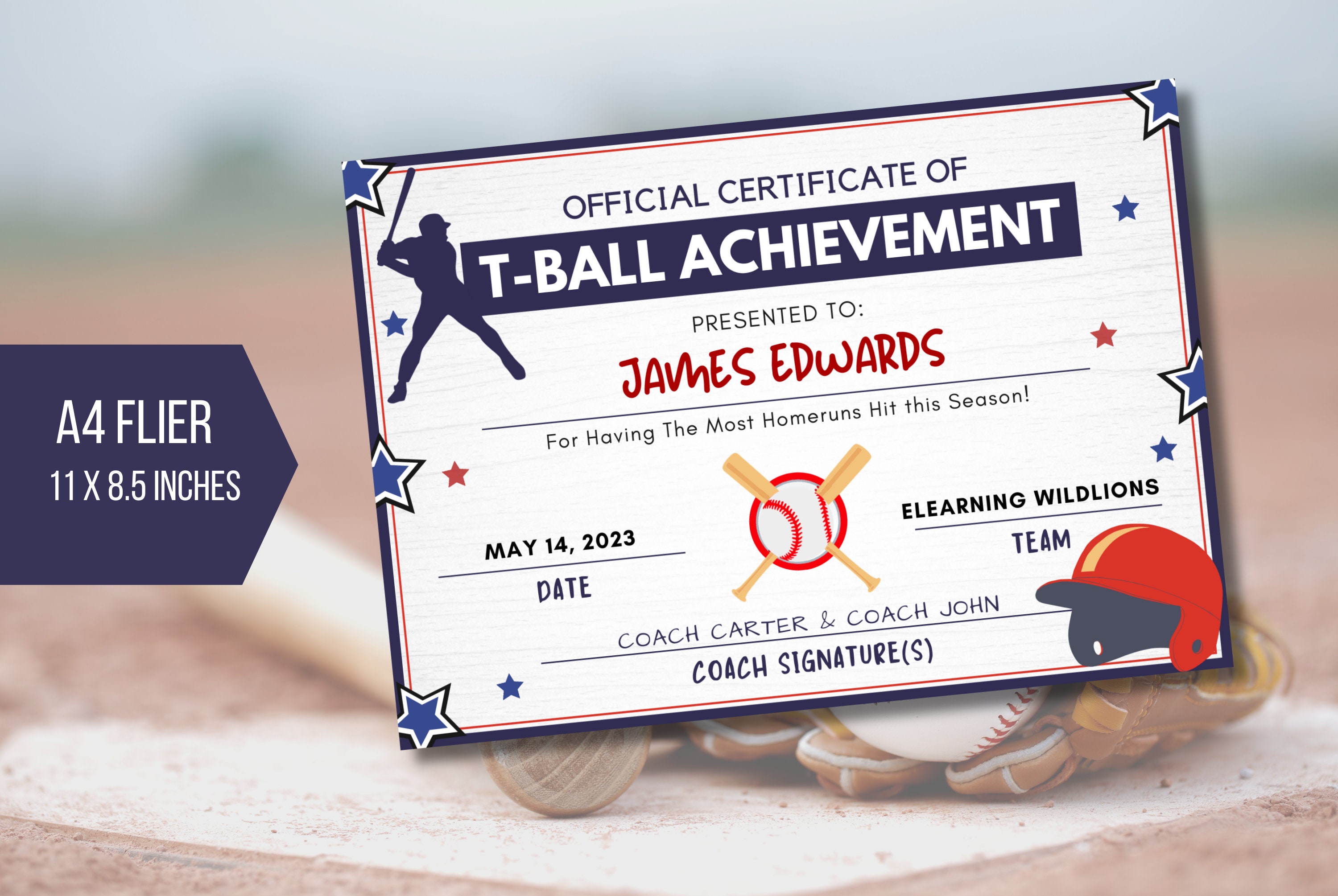Modèle de certificat de récompense MODIFIABLE T-Ball, récompenses de l ...
