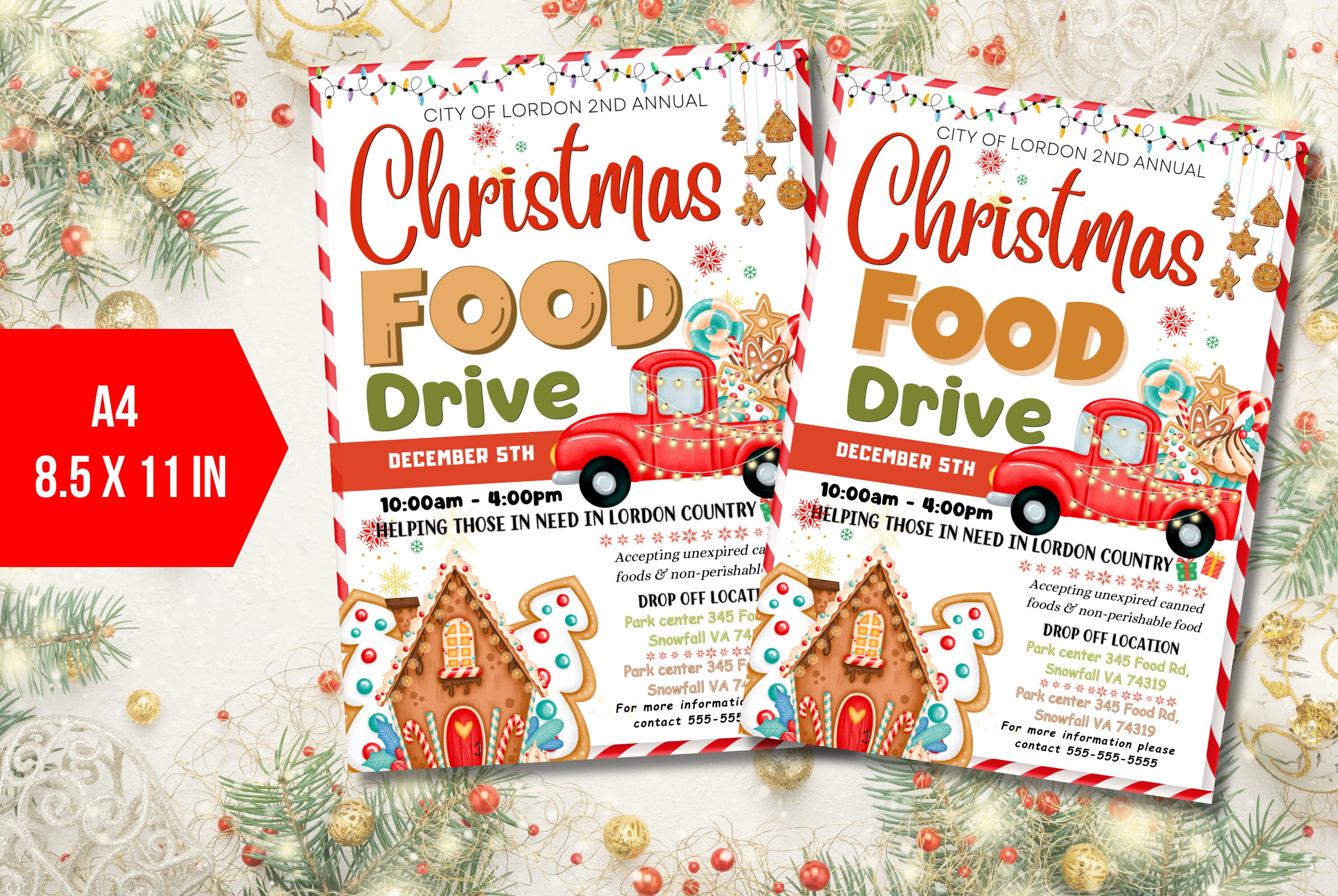 EDITABLE Christmas Food Drive Flyer School Church Event - Etsy